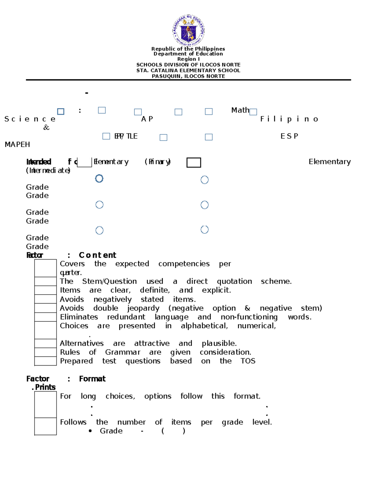 477313150-PERIODIC TEST EVALUATION TOOL FOR ELEMENTARY SCHOOL - Studocu