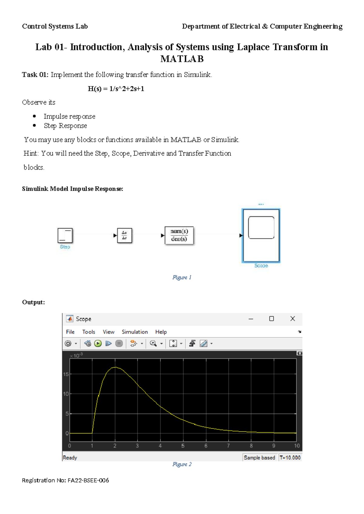 CS Lab 1: Analysis of Systems using Laplace Transform in MATLAB - Studocu