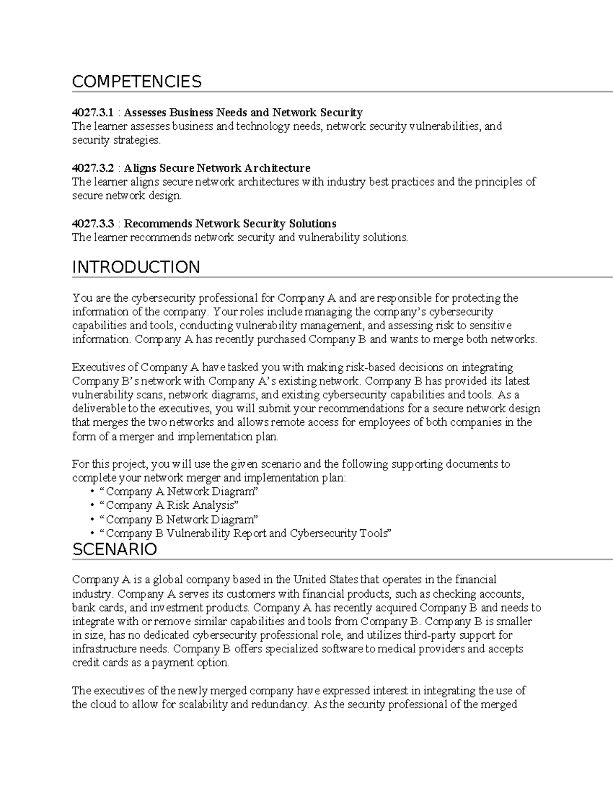 D482 Final Scenario: Merging Networks and Implementing Security ...