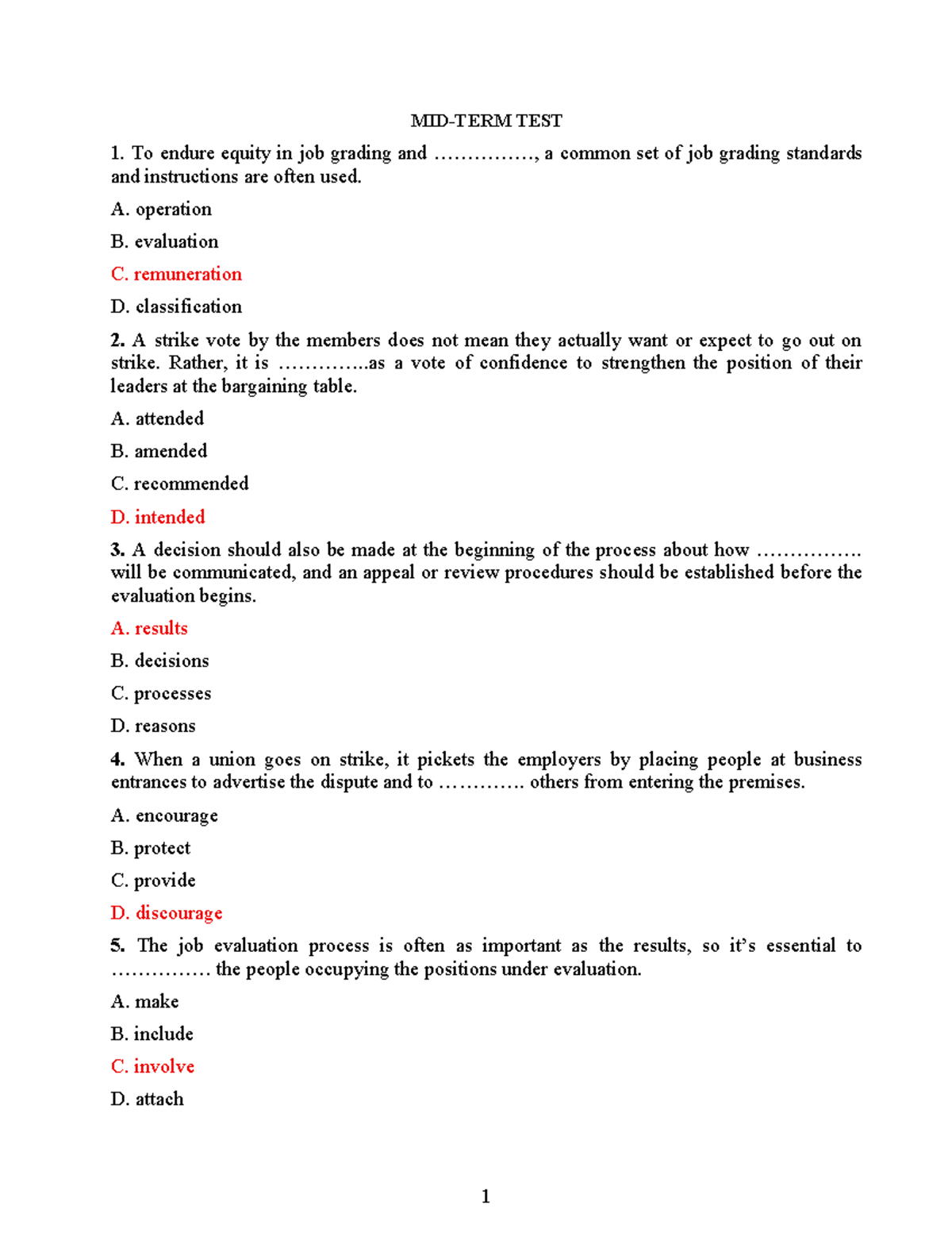 TEST 1: Understanding Labor Market Dynamics and Job Evaluation - Studocu