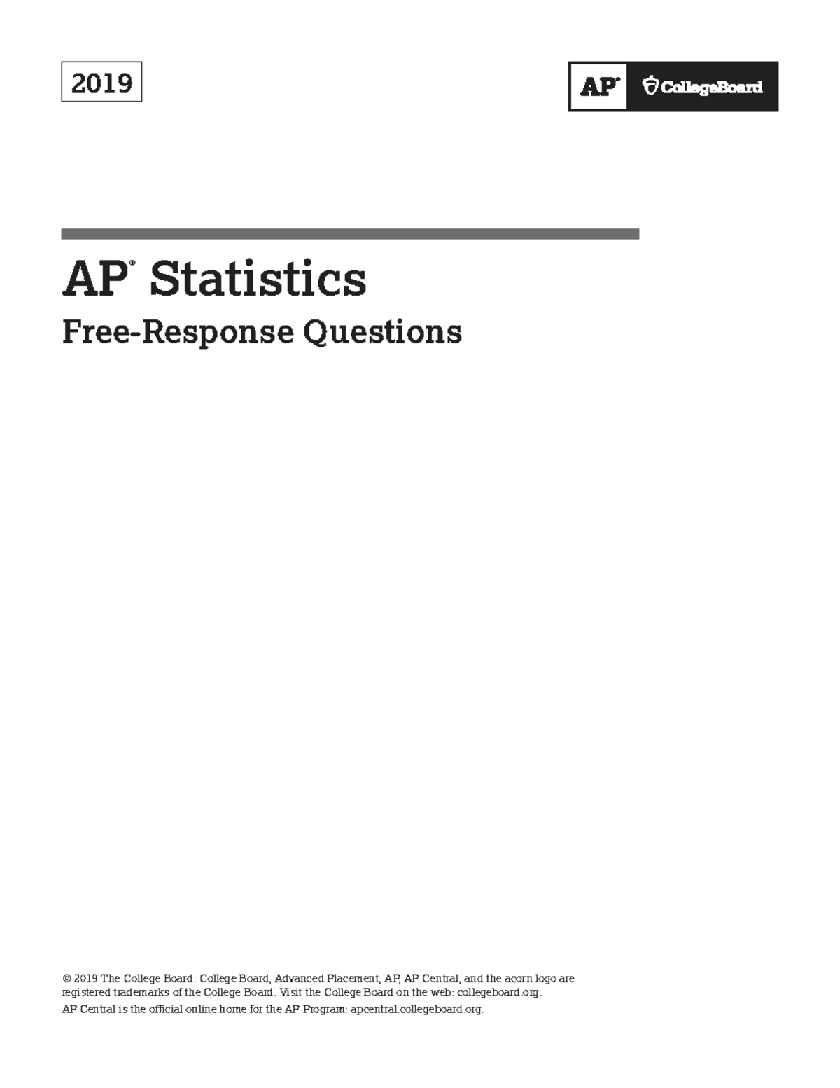 2019 AP Statistics Free Response Questions (FRQ) - Studocu