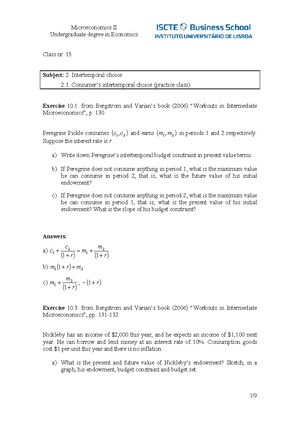 Microeconomics II - Class 09 (answers) - CS, CV and EV (practice class ...