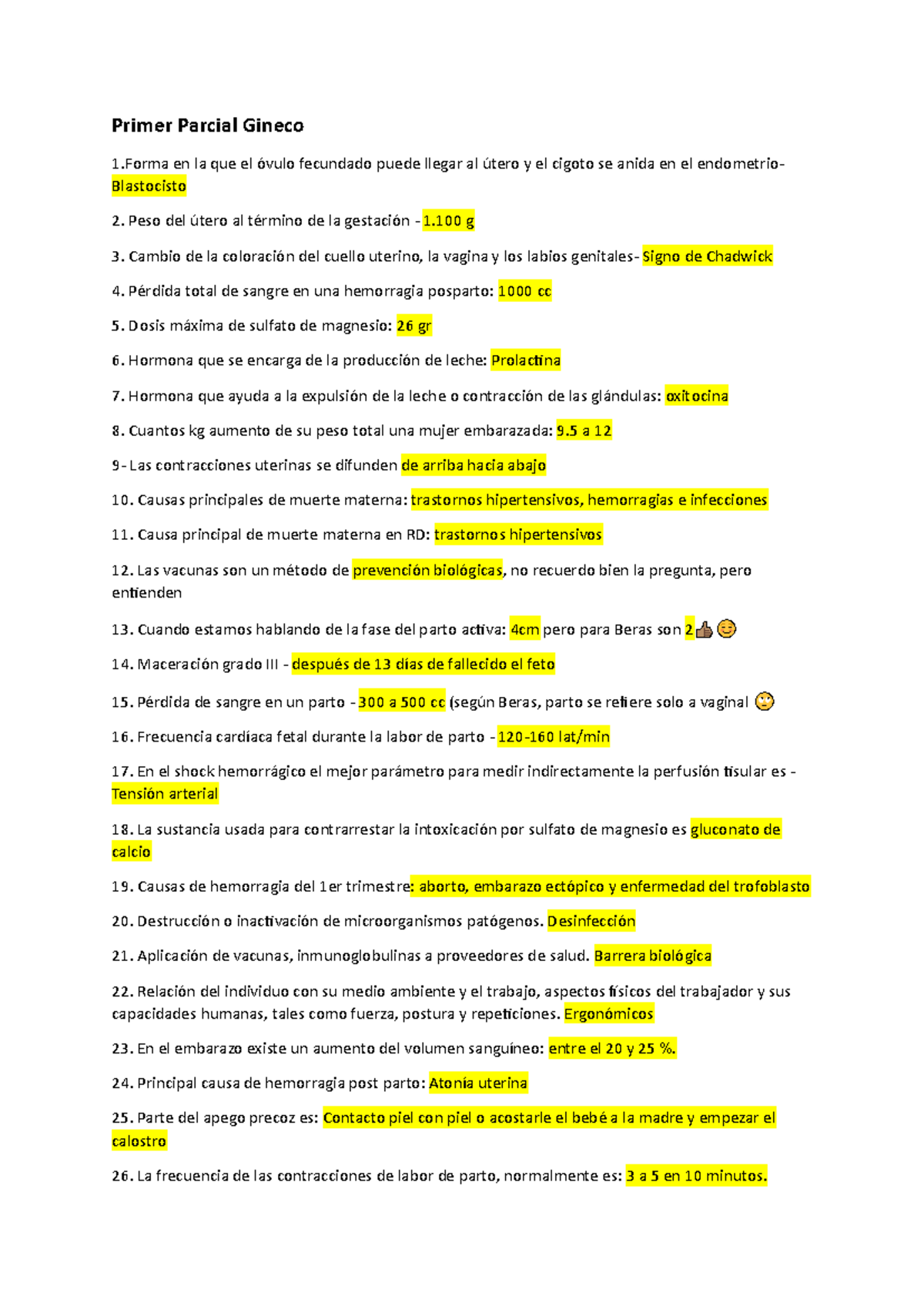 Primer Parcial Gineco: Aspectos Clave del Embarazo y Parto - Studocu