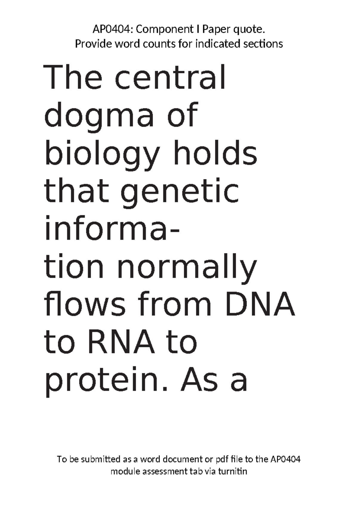 AP0404: Component I Paper Quote & Word Count Analysis - Studocu