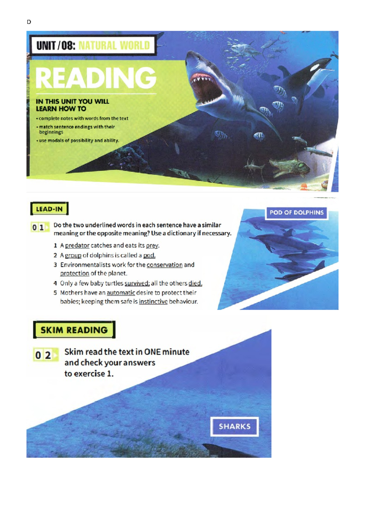Unit 8: Vocabulary on Conservation & Wildlife – Natural World Reading ...