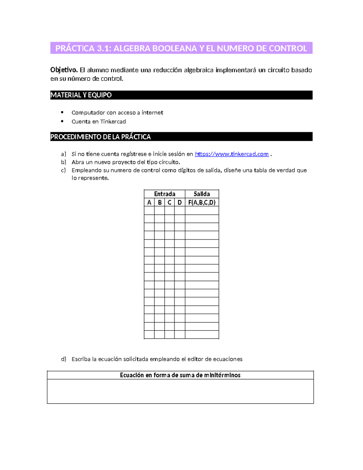 T3P2: Práctica de Álgebra Booleana y Circuitos Digitales - Studocu