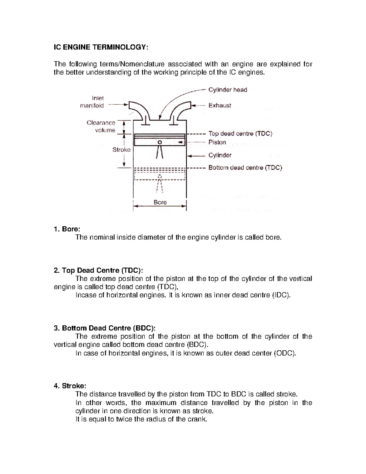 IC Engines (ENG101) Detailed Study Notes on Components & Operation ...