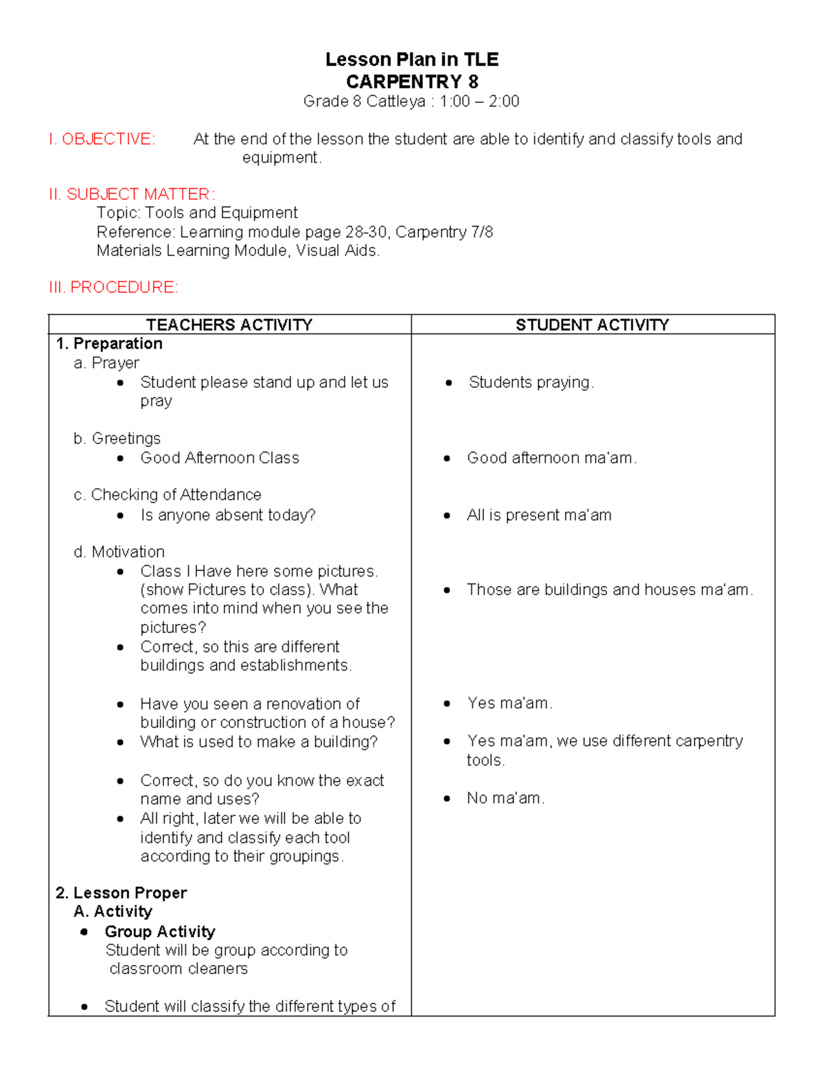 Lesson-plan-in-tle-carpentry-8-i-objective compress - Lesson Plan in ...