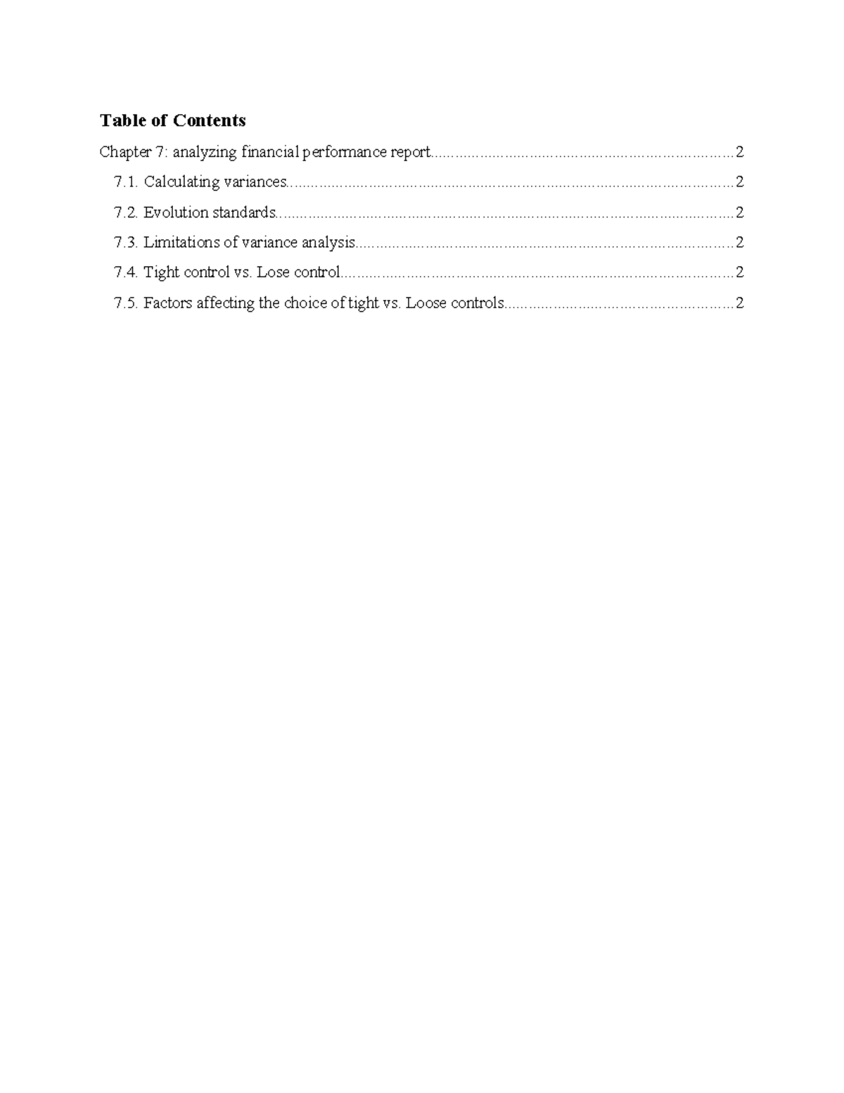 Chapter 7: Analyzing Financial Performance Report (ACC 101) - Studocu