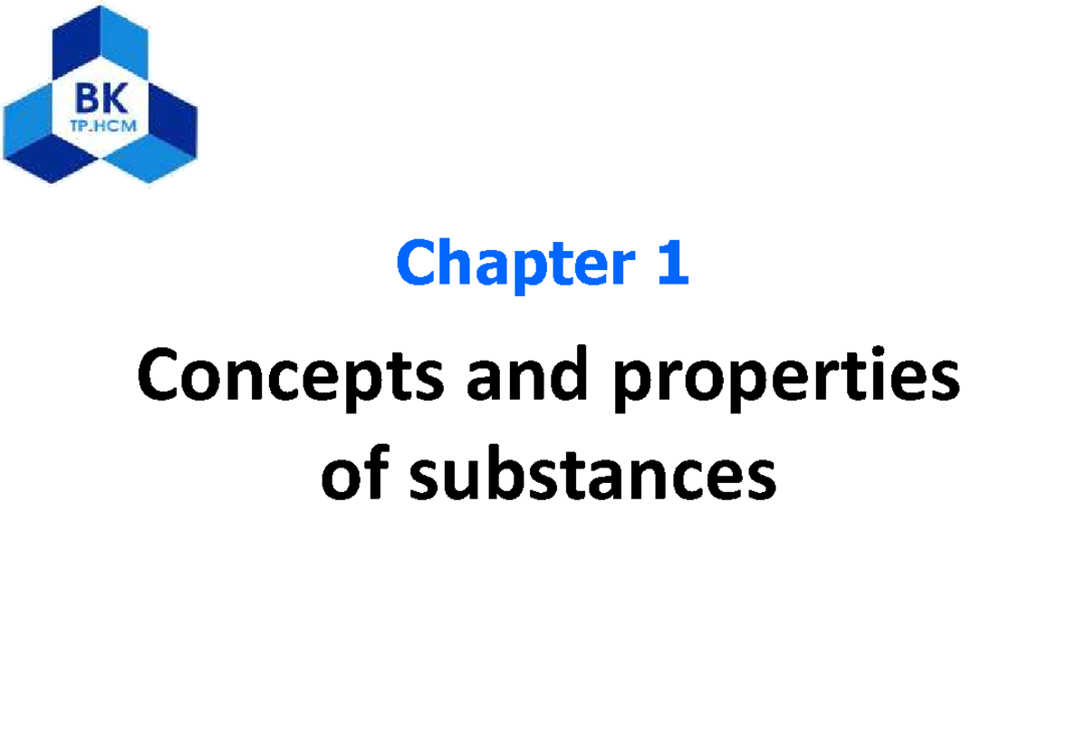 Chapter 1 - Concepts & Properties of Pure Substances - Studocu