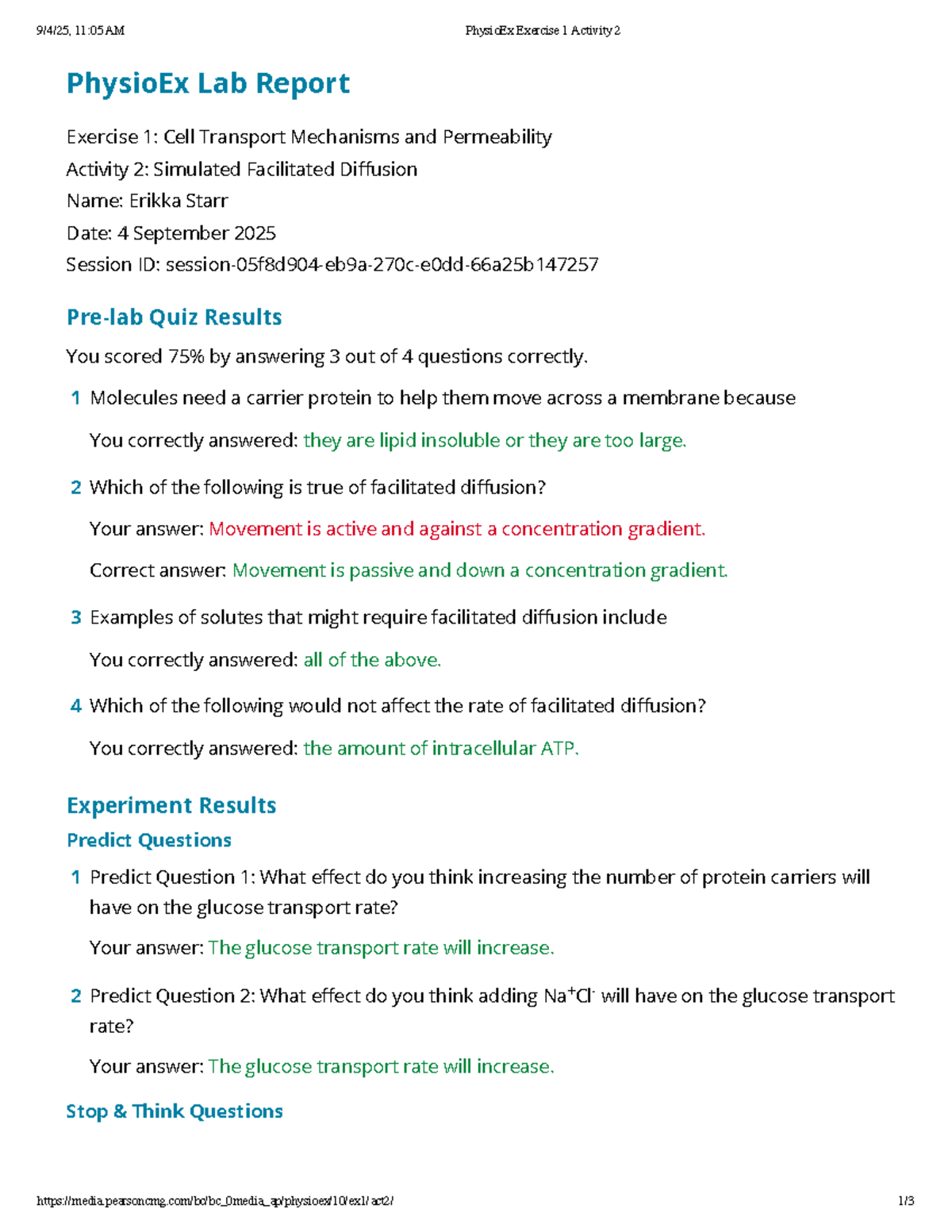PhysioEx Lab Report: Exercise 1 - Cell Transport Mechanisms - Studocu