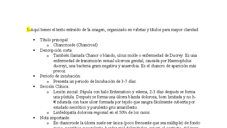 Título: "Chancroid (ETS) - Diagnóstico y Tratamiento para ENARM" - Studocu