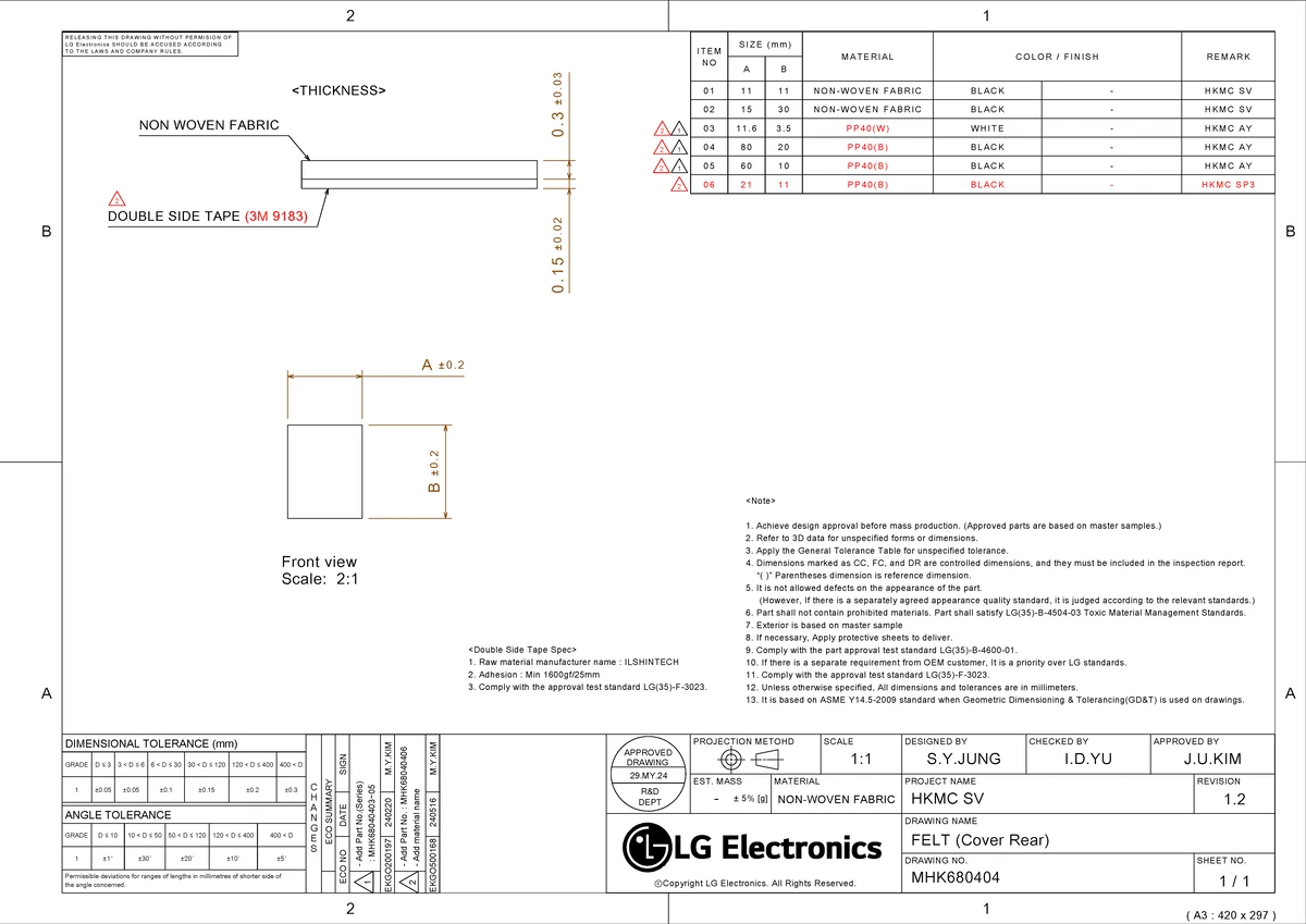 MEZ69154101-1 - Final Drawing Approval for LG Electronics Labels - Studocu
