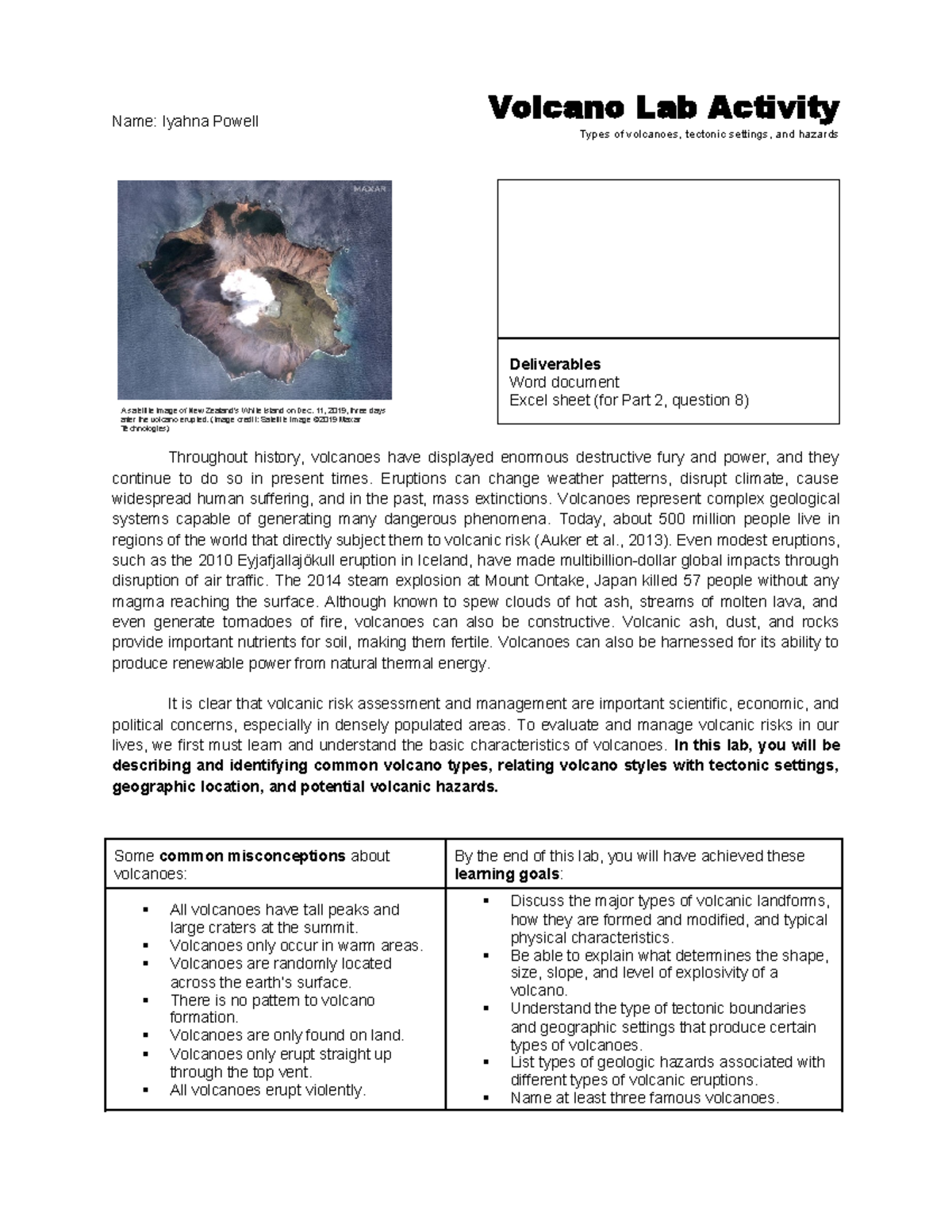 Geology 1112L - Lab 9: Understanding Volcanoes and Their Impacts - Studocu