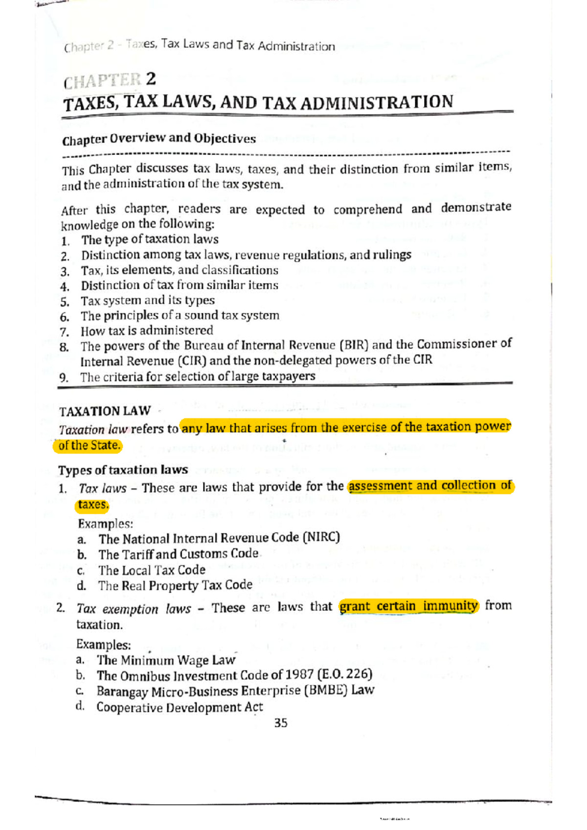 Chapter 2: Taxes, Tax Laws & Administration Overview - Studocu