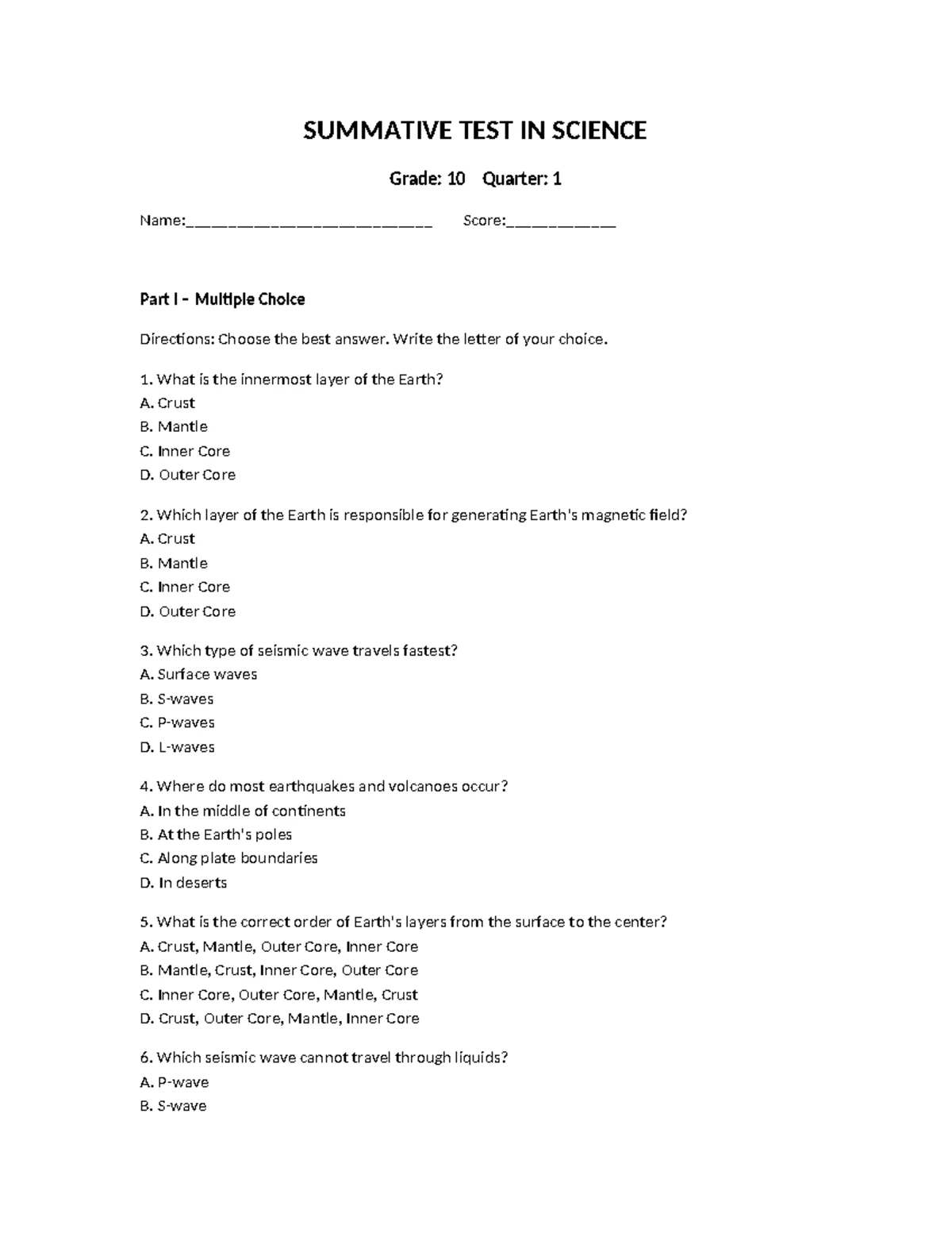 Science 10 Q1 Module 3: Volcanoes, Earthquakes & Plate Tectonics - Studocu
