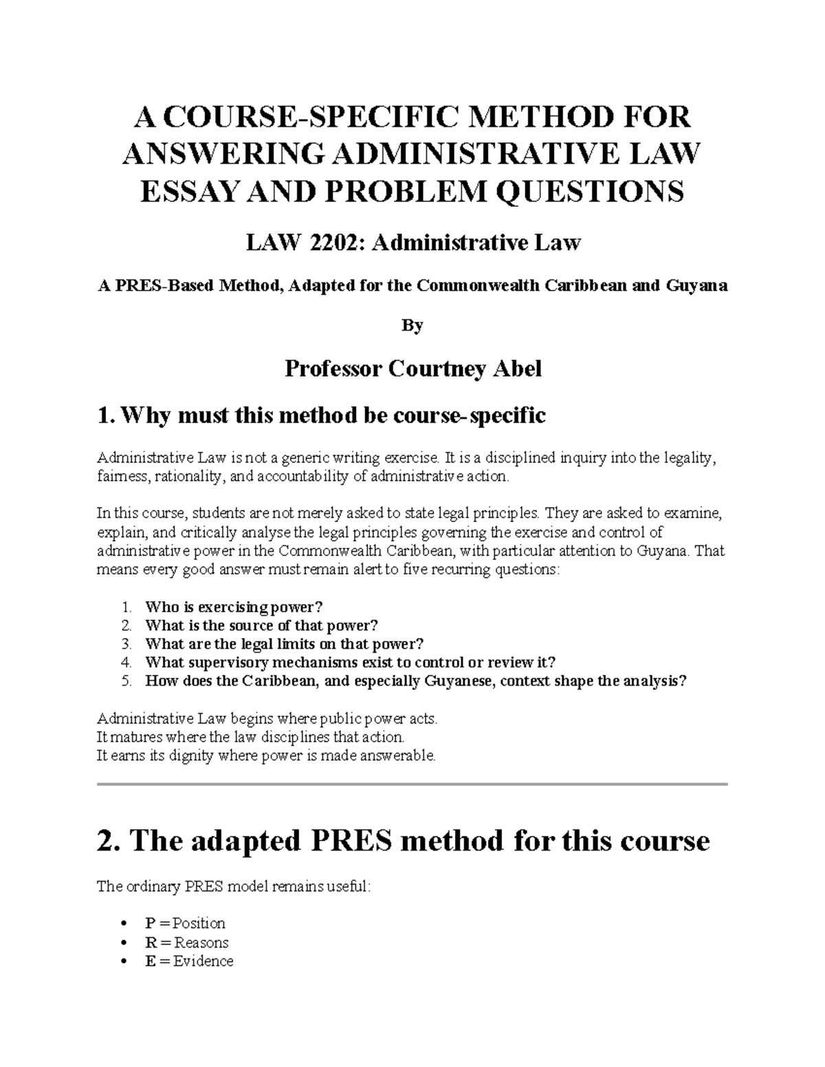A Course-Specific Method for Answering Administrative Law Essay ...