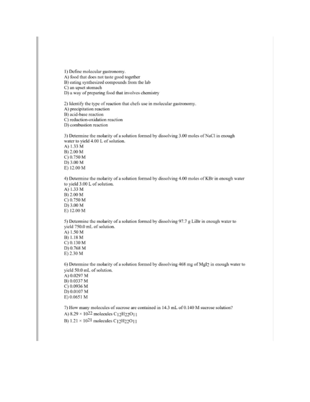 Chemistry Test Bank - Practice Questions & Answers (CHEM 101) - Studocu
