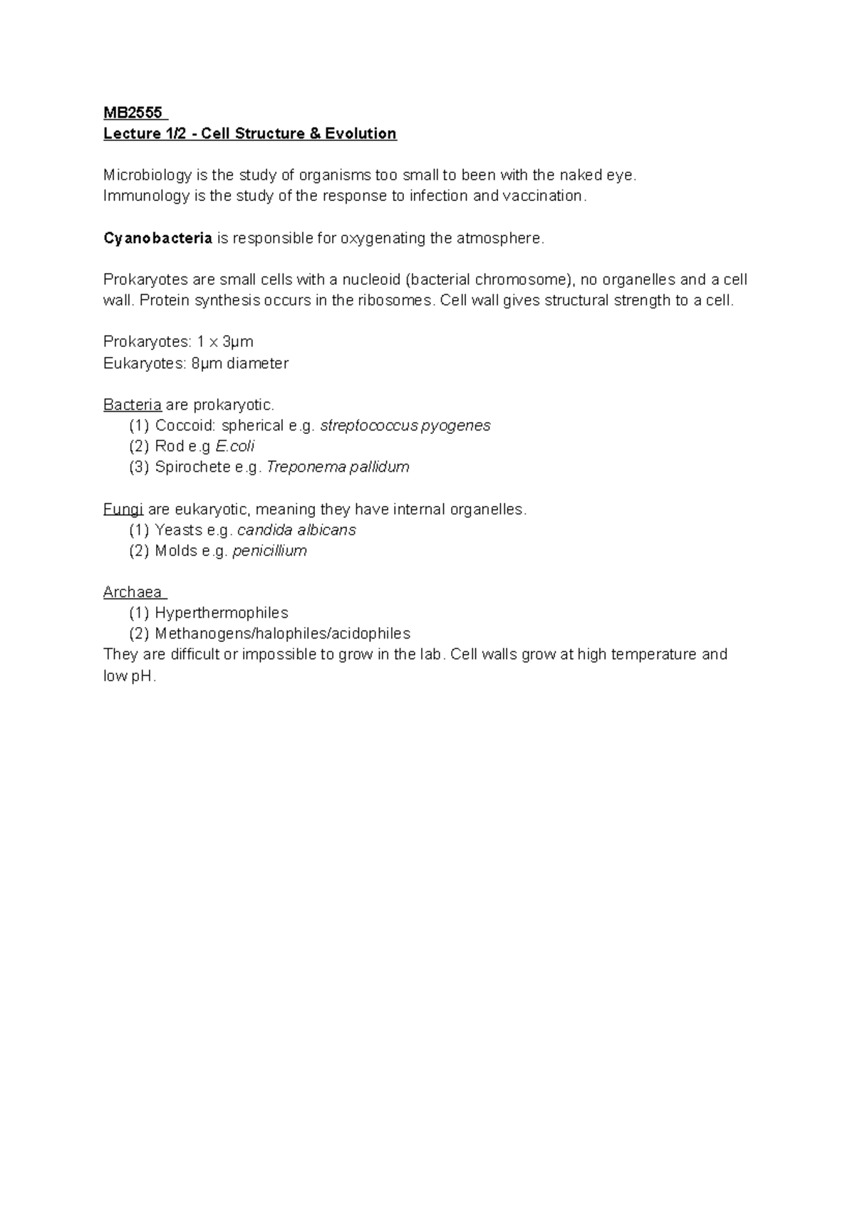 Lecture 1-2: Overview of Cell Structure & Evolution in Microbiology ...