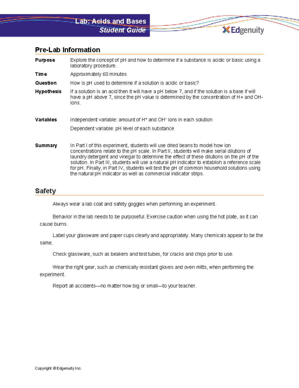 Lab Report: Acids and Bases - Exploring pH Levels and Indicators - Studocu