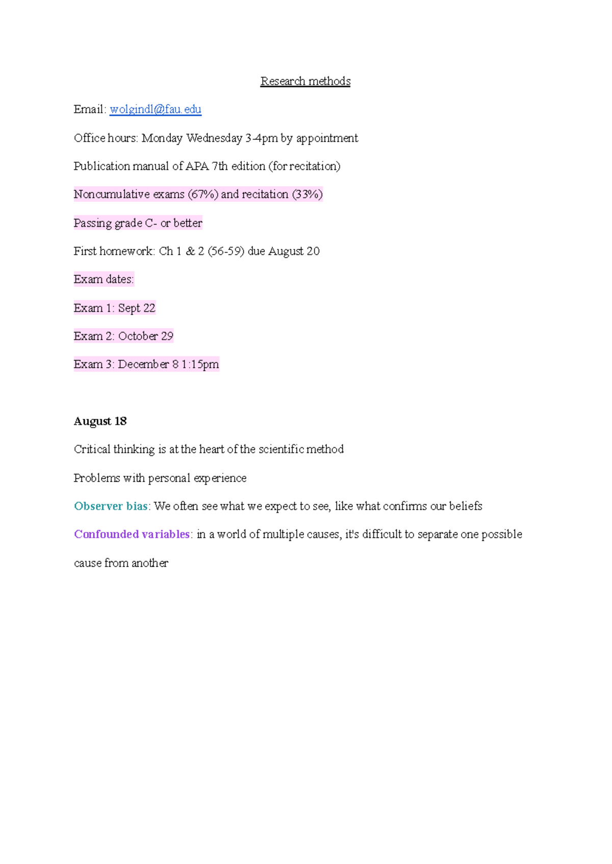 Research Methods (PSY 101) Shared Notes and Key Concepts - Studocu