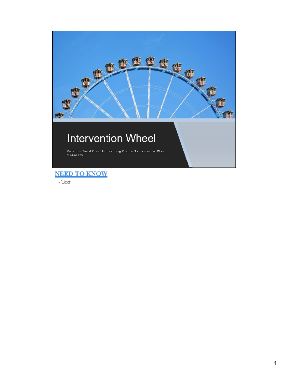 Intervention Wheel in Public Health Nursing Practice: Module 2 Overview ...