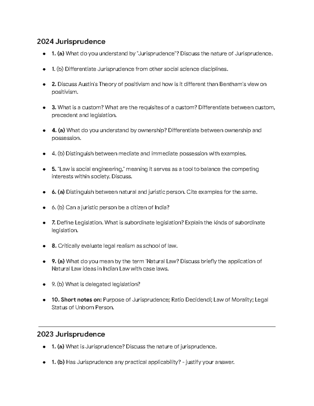 Jurisprudence 1: Key Concepts and Theories - Study Guide 2024 - Studocu