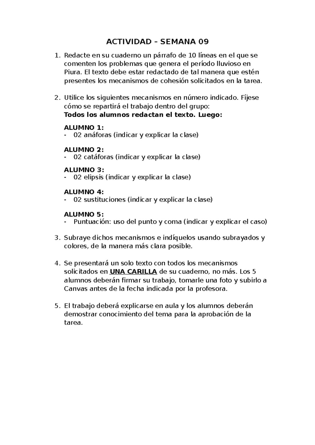 Actividad de Cohesión Textual - Semana 09 - Studocu