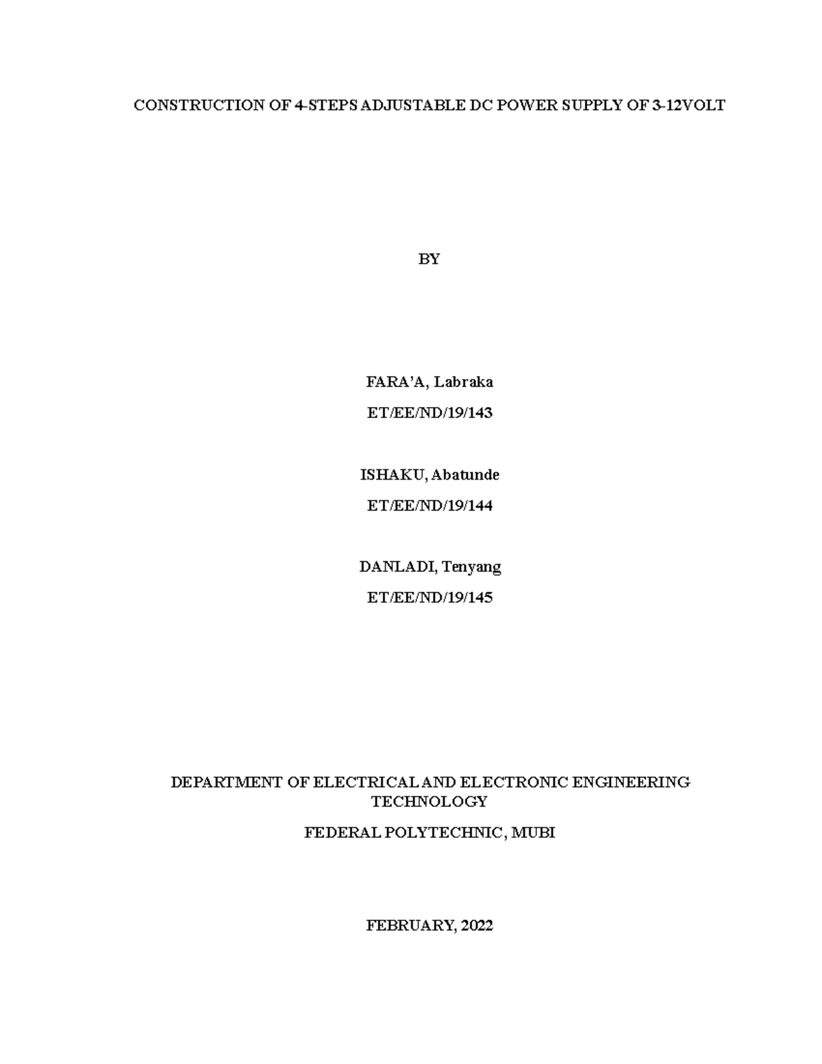 Adjustable DC Power Supply - CONSTRUCTION OF 4-STEPS ADJUSTABLE DC ...
