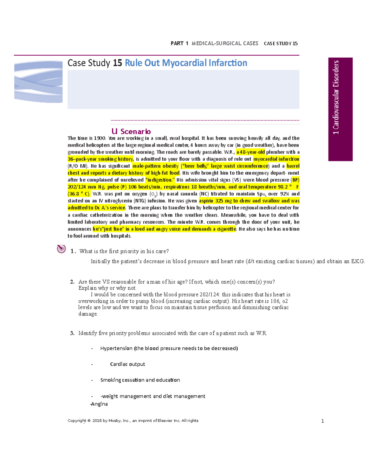 Rule out MI Student - Case Study - u Scenario Case Study 15 Rule Out ...