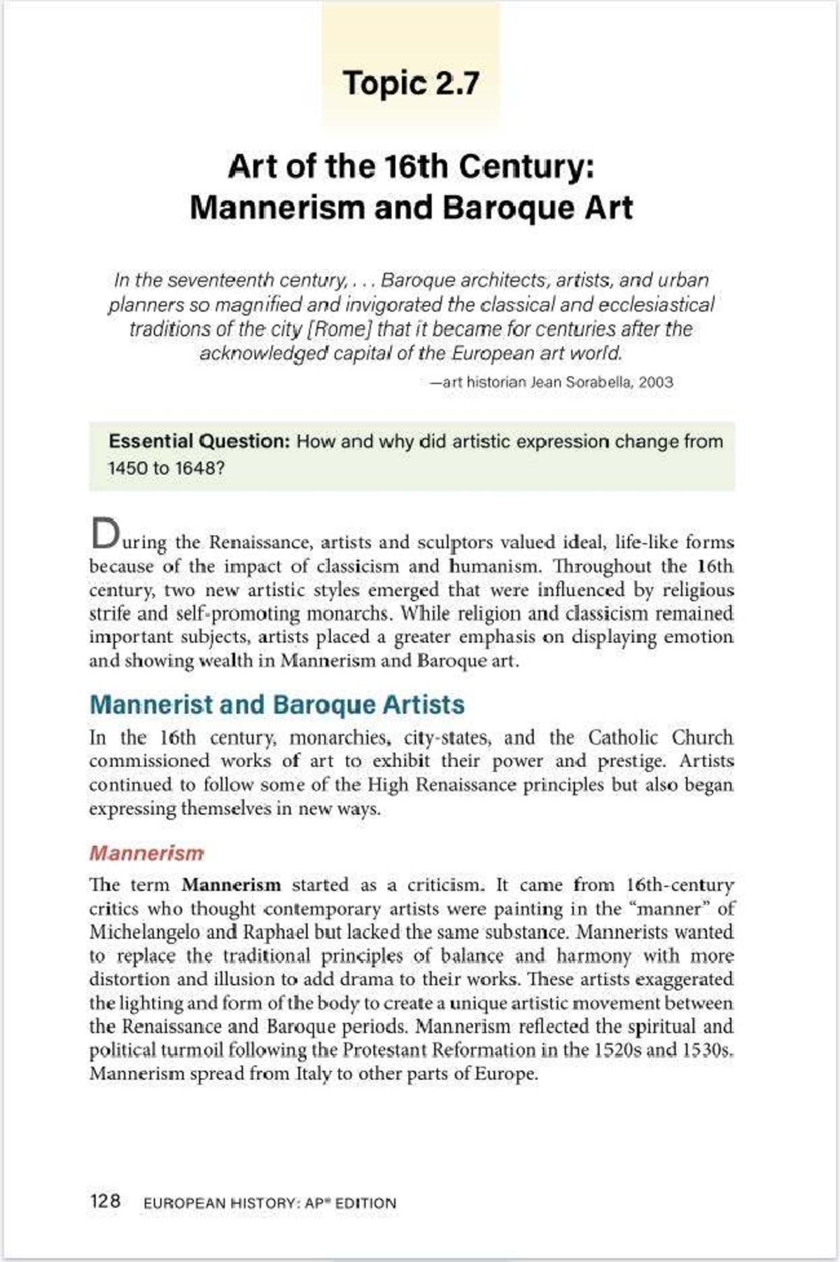 Topic 2.7: The Evolution of Mannerism and Baroque Art (1450-1648) - Studocu