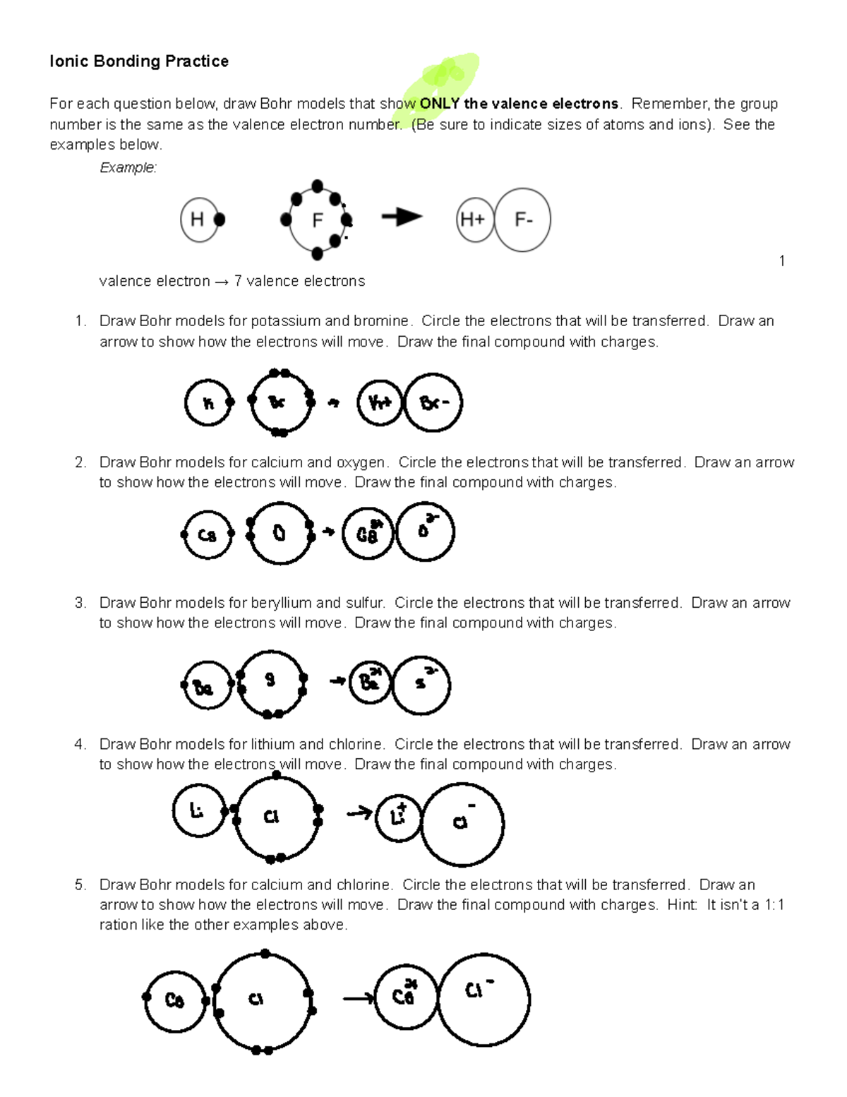 Ionic Bonding Practice - Remember, the group number is the same as the ...