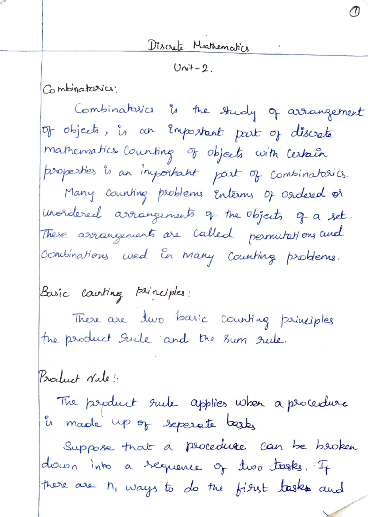 Unit 2-1-1: Handwritten Notes on Discrete Math & Combinatorics Concepts ...