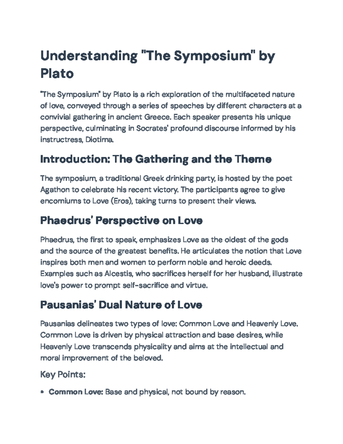 Understanding Plato's "The Symposium": Perspectives on Love and ...