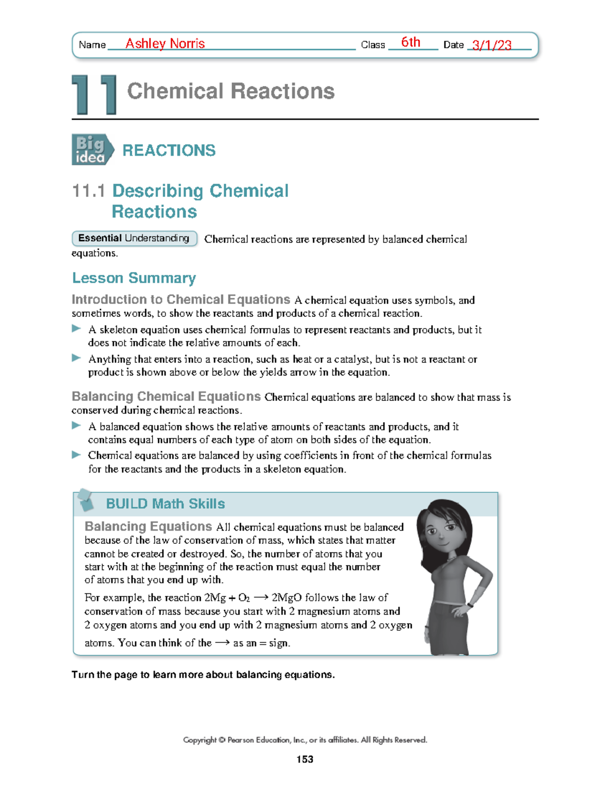 Guided Reading 11 - Chemical Reactions REACTIONS 11 Describing Chemical ...