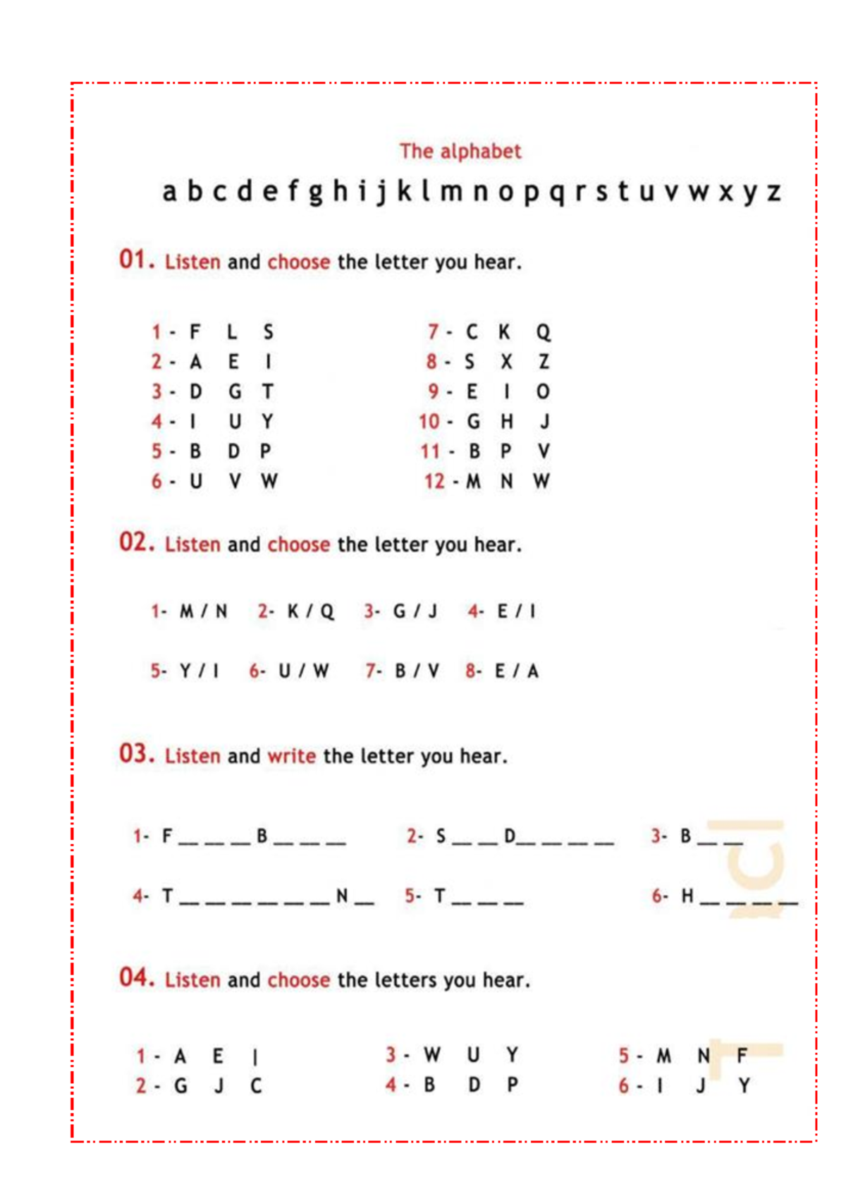 Alphabets - Alfabeto Listening Exercise (ABC 01) - Studocu