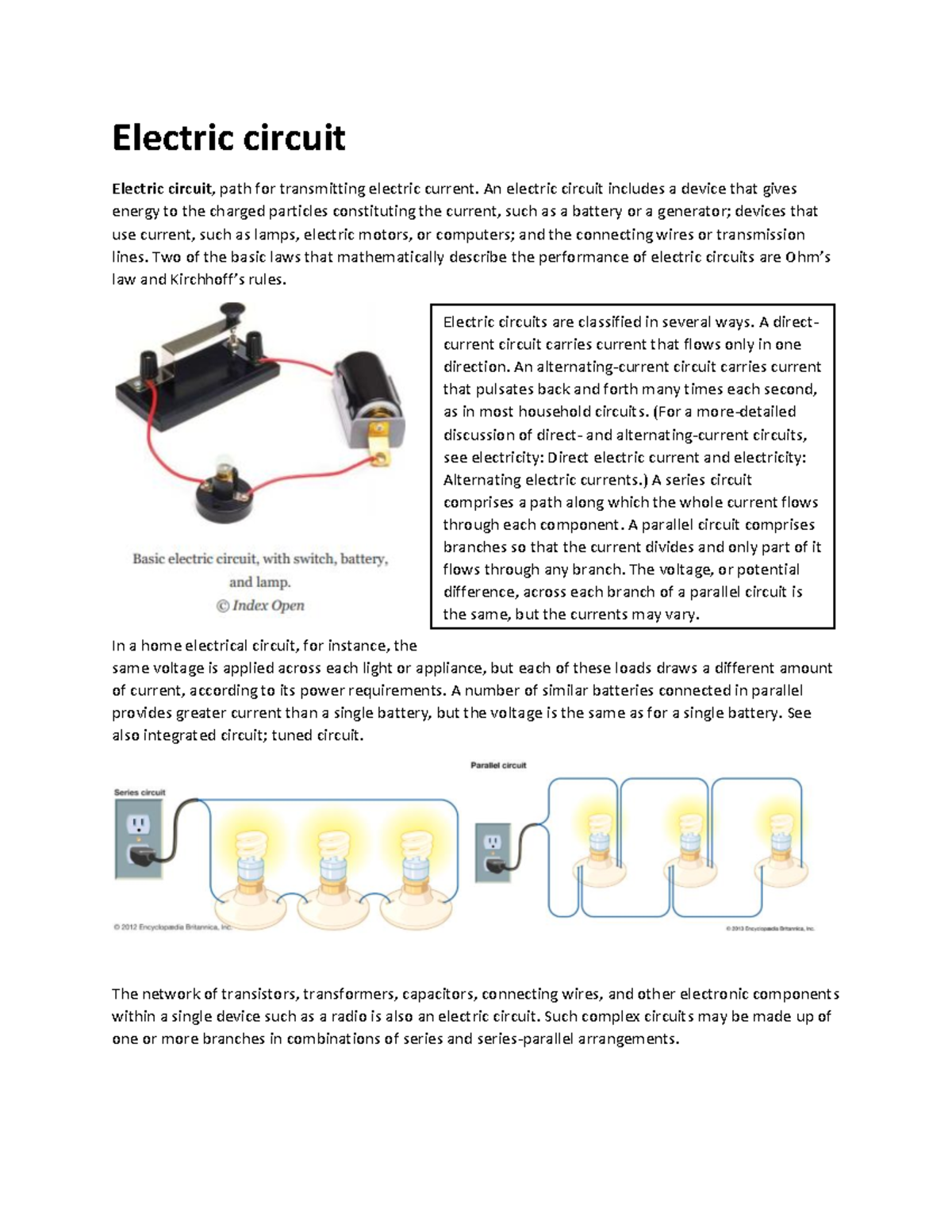 Electric Circuit Rules