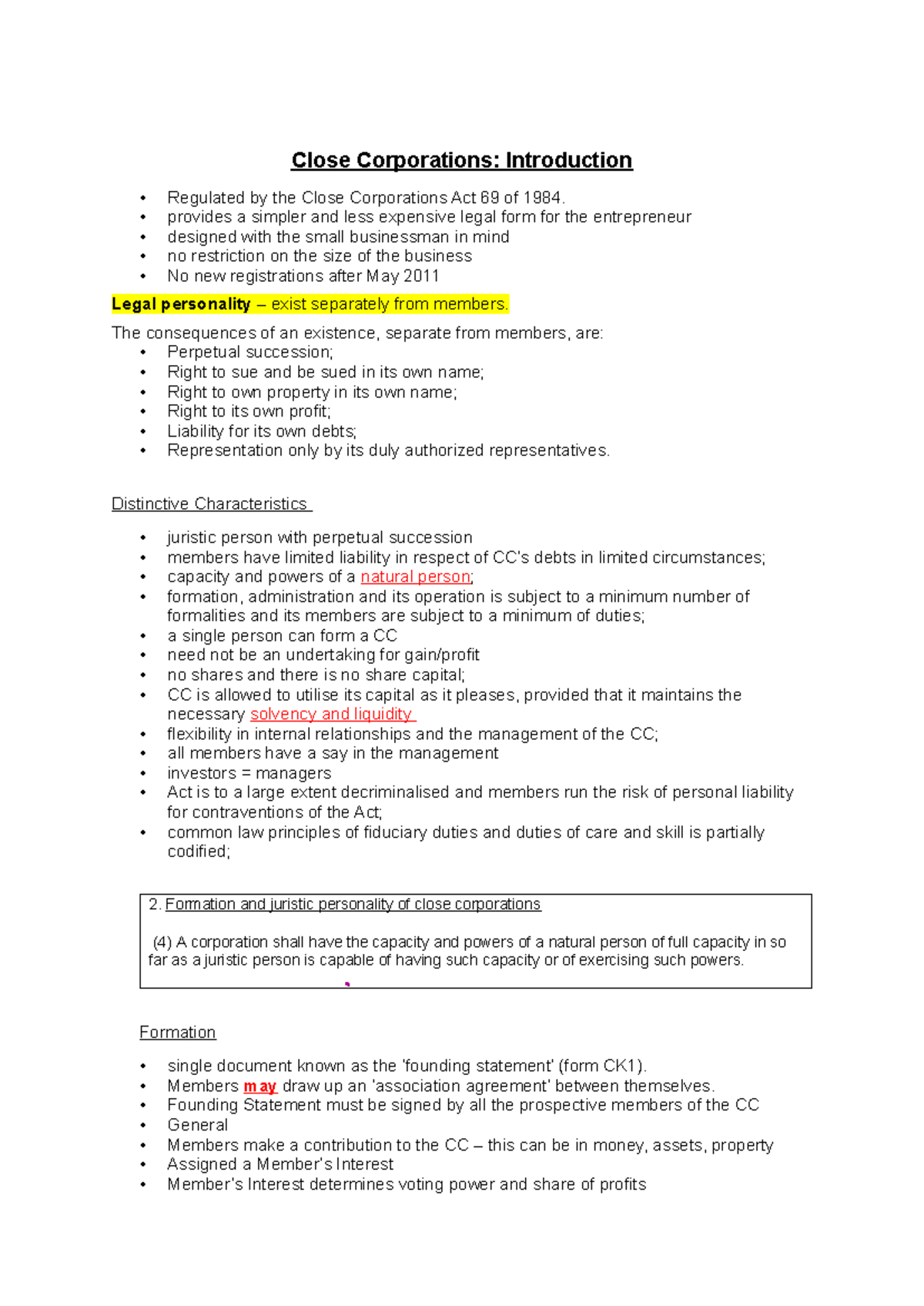 Close Corporations: Understanding the Close Corporations Act 69 of 1984 ...