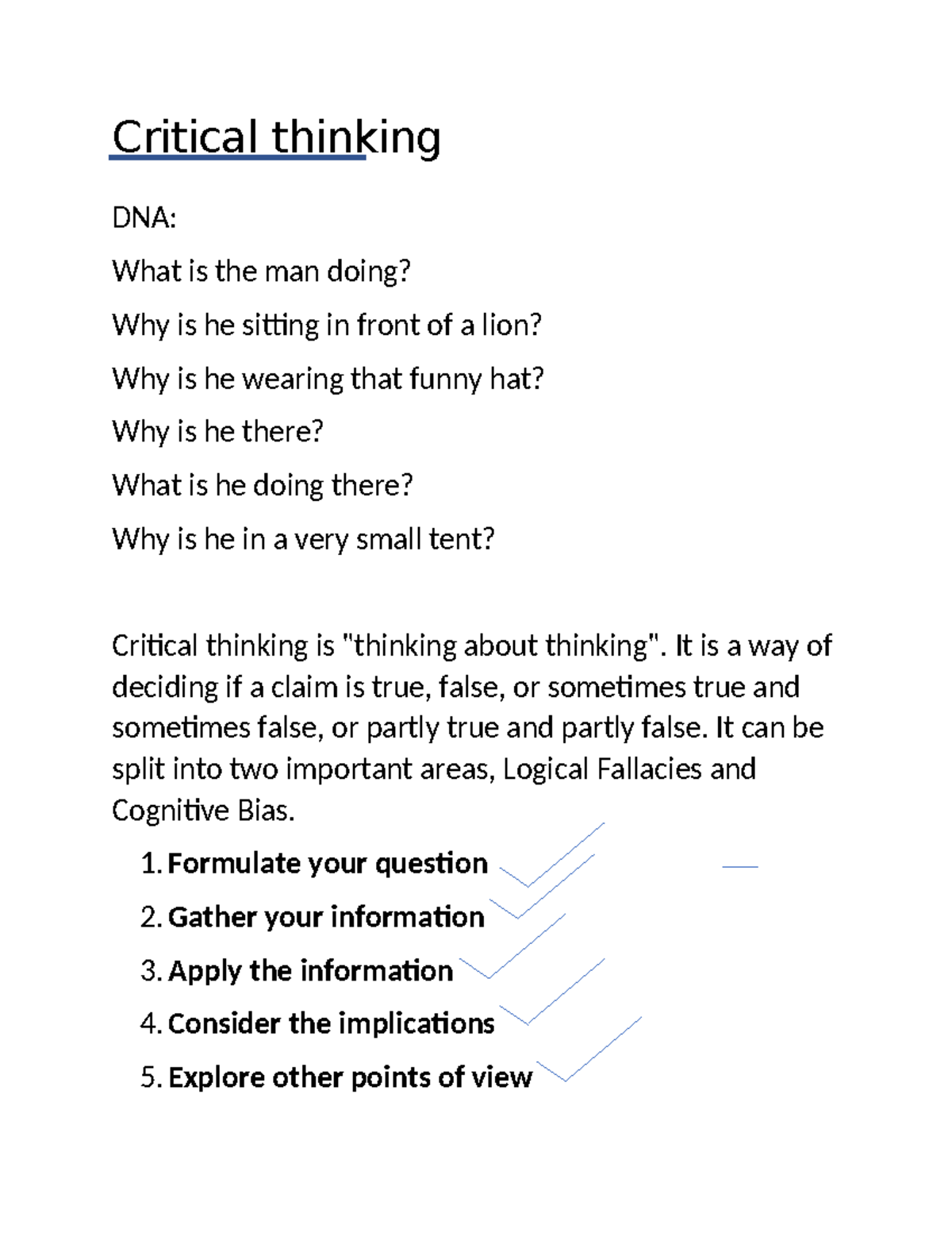 Critical Thinking: Analyzing Claims and Perspectives - Studocu
