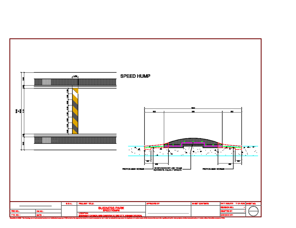 SPEED HUMP Design Layout for Cagayan de Oro Business Park - Studocu