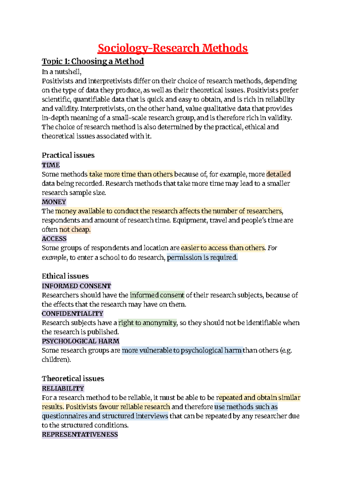Research Methods (SOC101): Choosing and Applying Methods - Studocu