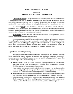 AE 106 Chapter 3 - Management Science - B- Module B Transportation and Assignment Solution ...