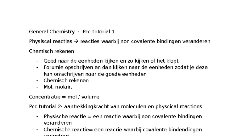 PCC General Chemistry Tutorial 1: Physical Reactions & Calculations ...