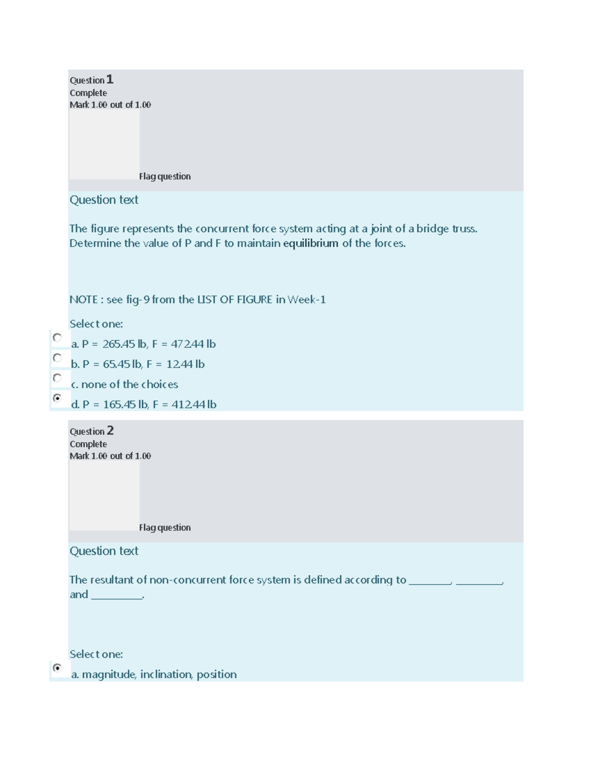 Final Q1 Q2 - Calculus- Physics Based - Question 1 Complete Mark 1 out ...