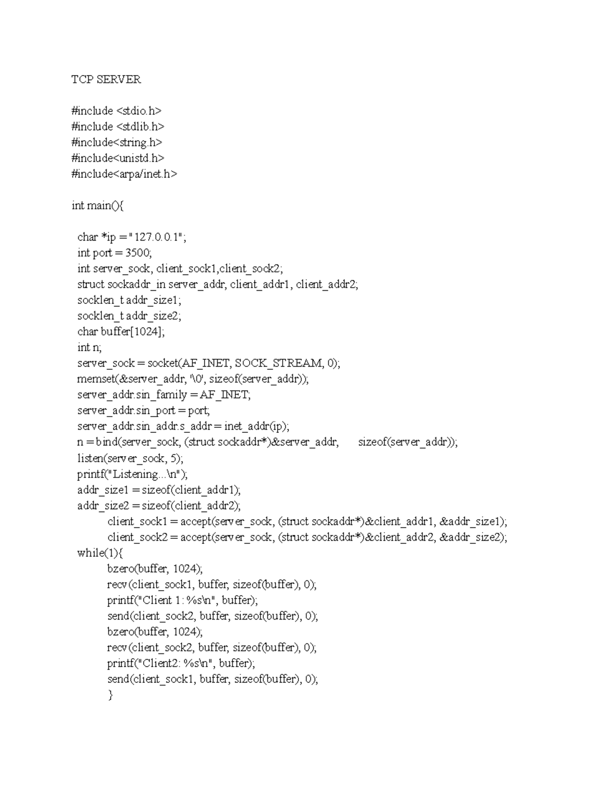 Exp3 - noting - TCP SERVER #include #include #include - Studocu
