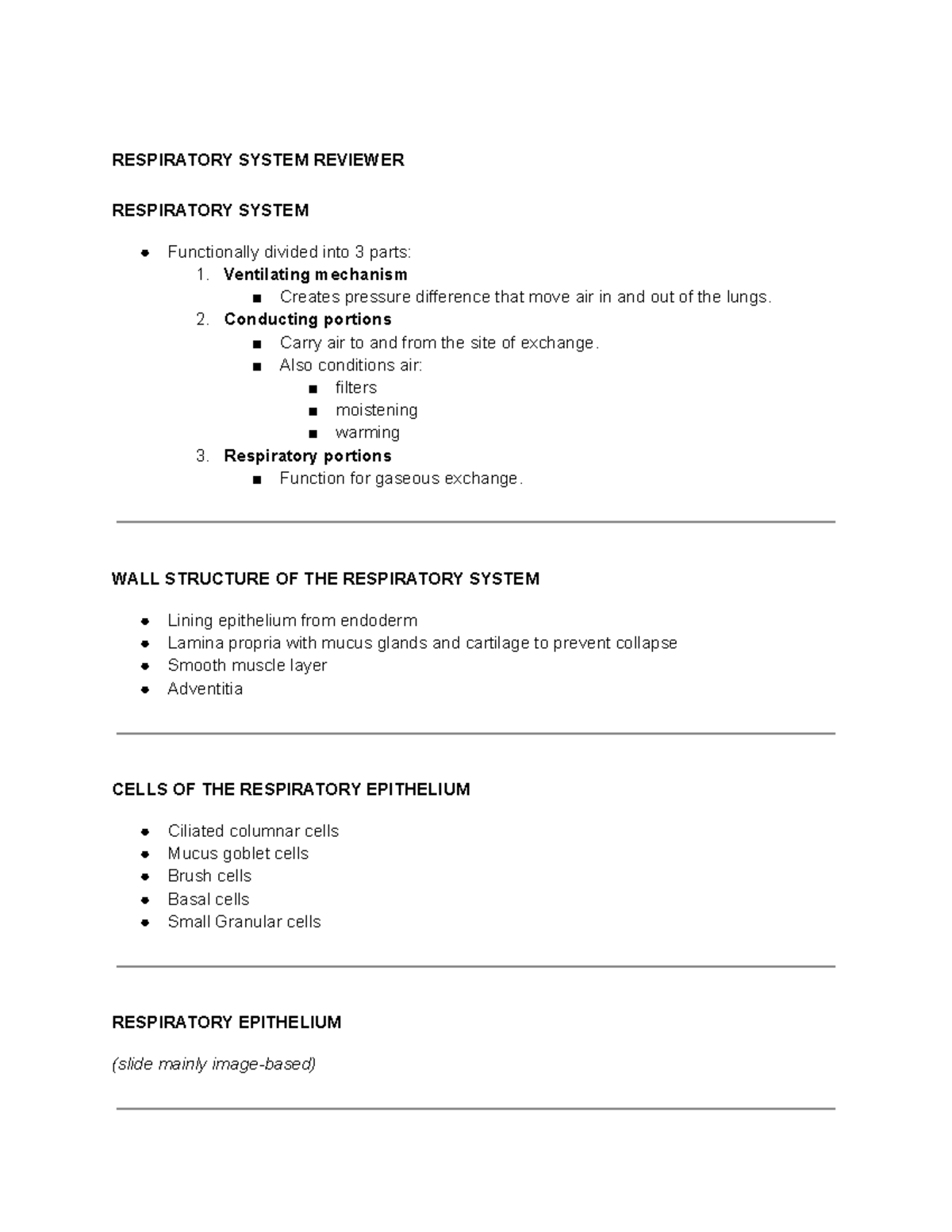 HHIS FINALS - Comprehensive Review of the Respiratory System - Studocu