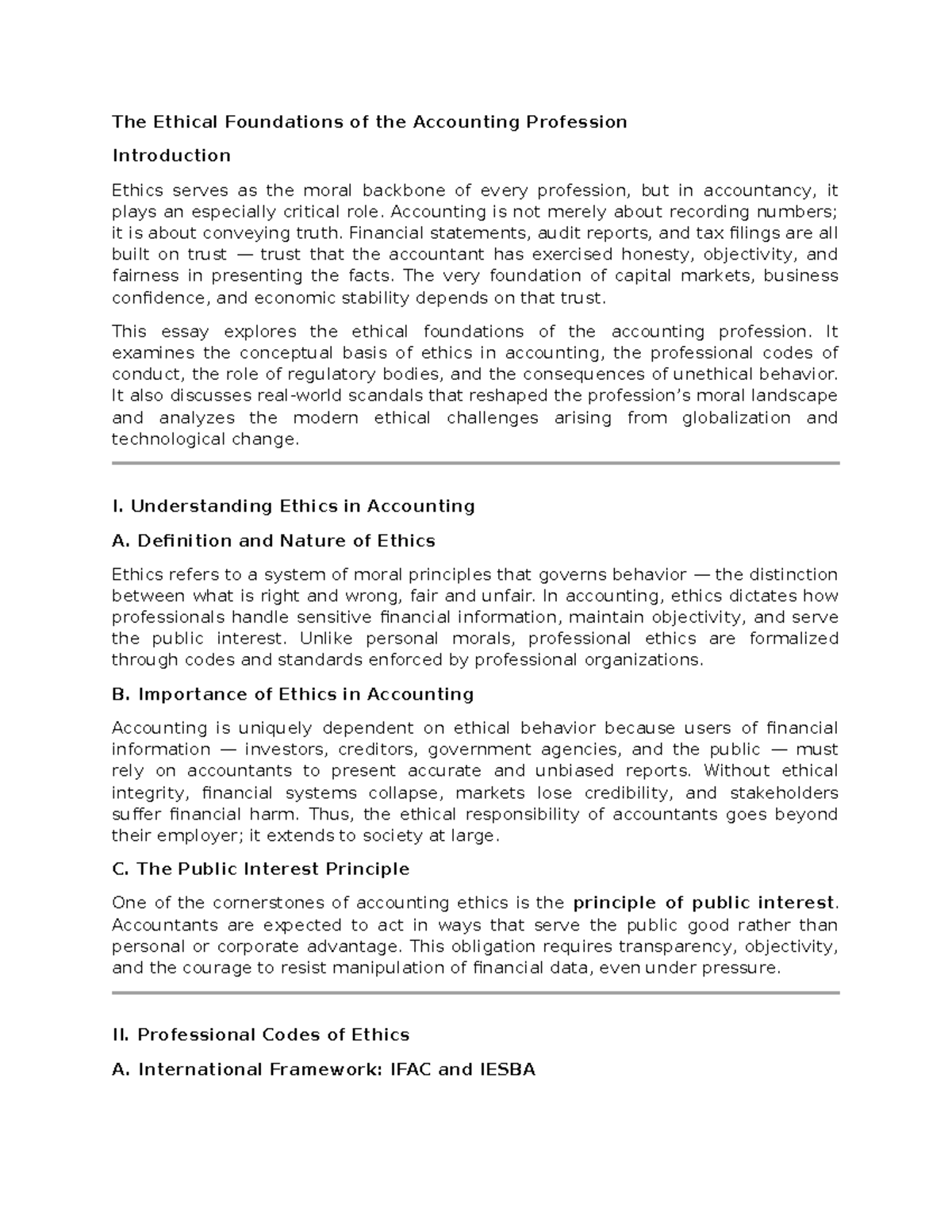 Ethical Foundations of the Accounting Profession: A Comprehensive ...
