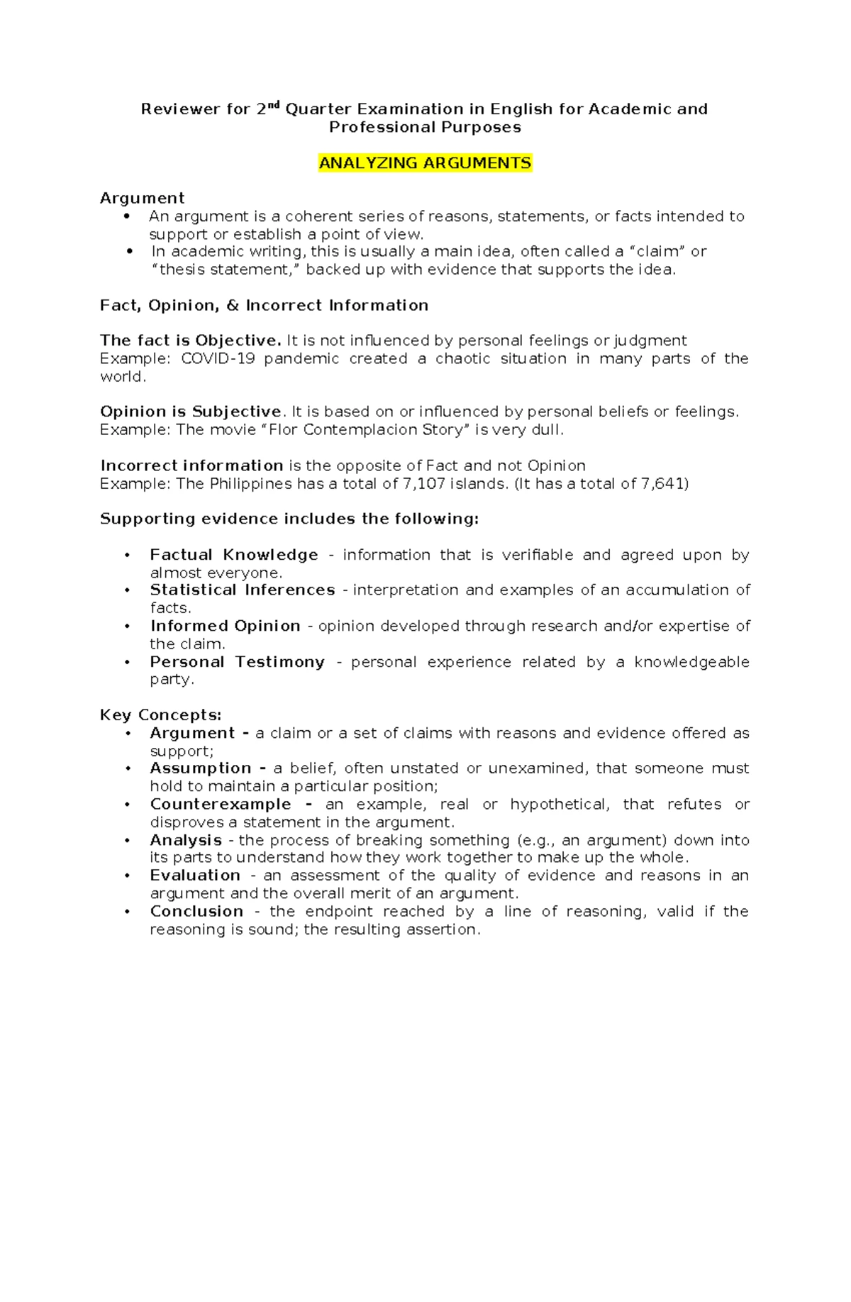 Pointers to Review for Academic Writing Techniques and Structures - Studocu