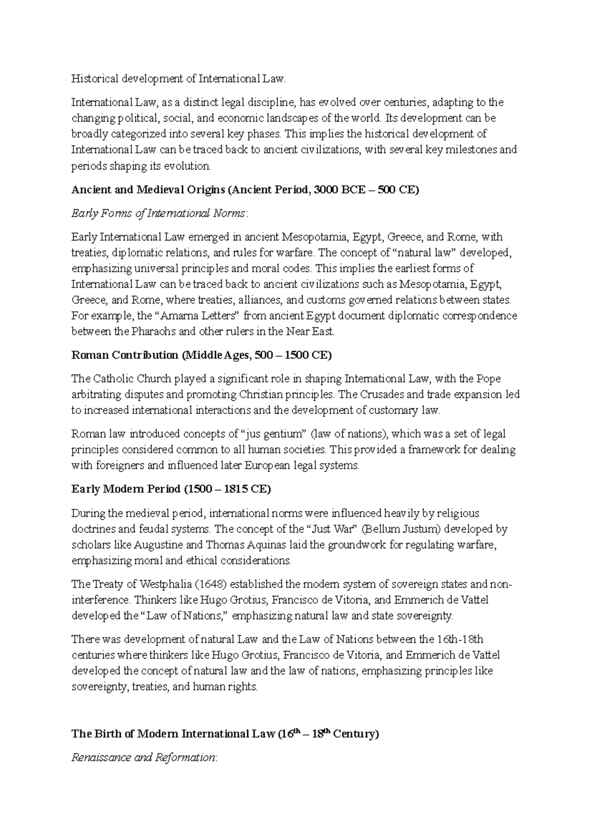 Evolution of International Law: A Historical Perspective - Studocu