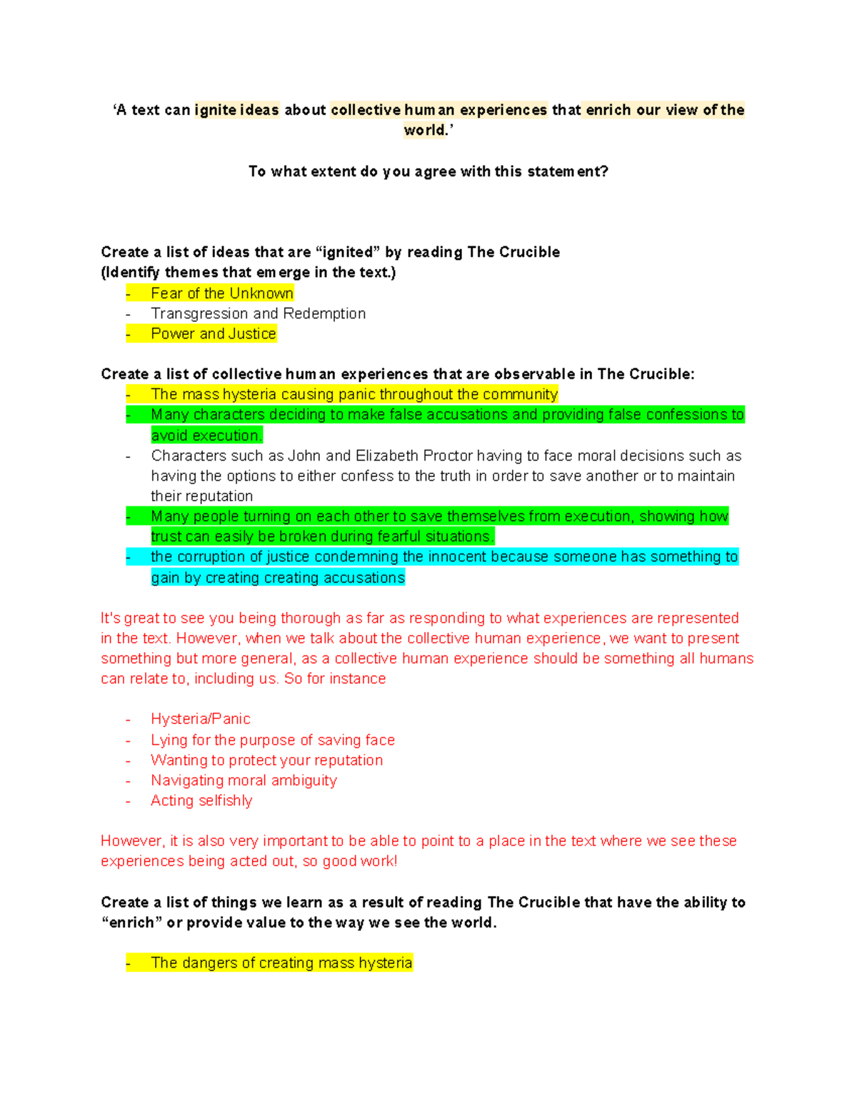 HSC Common Mod Essay: The Crucible & Kite - Collective Human ...